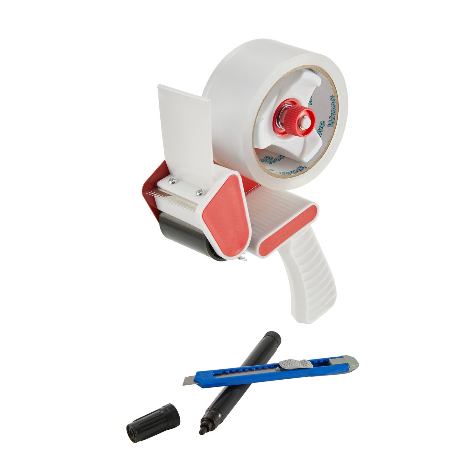Red & Black Heavy Duty Metal Tape Dispenser – Wrap & Move